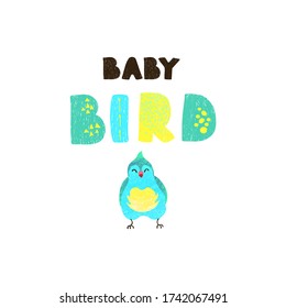 Vector Illustration Bird Hand Drawn Lettering Stock Vector (Royalty ...