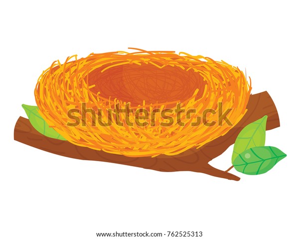 Vector Illustration Birds Nest On Tree Stock Vector (Royalty Free ...
