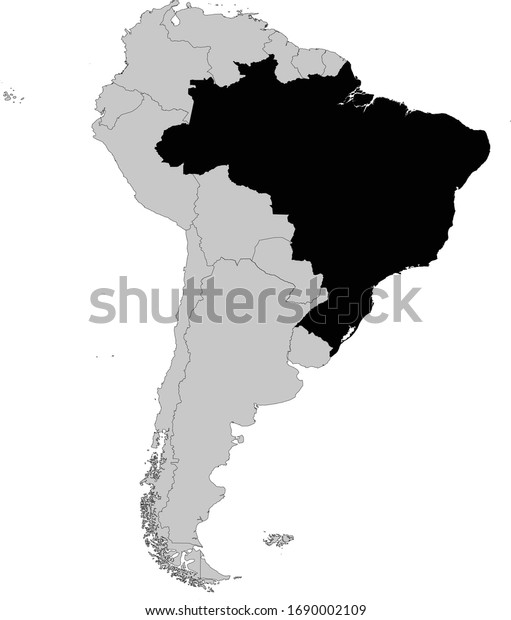 Vector Illustration Black Map Brazil Stock Vector (Royalty Free) 1690002109