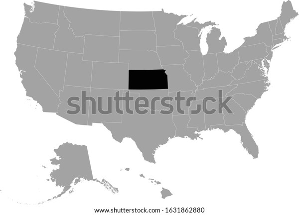 Vector Illustration Black Map Kansas Stock Vector (Royalty Free ...