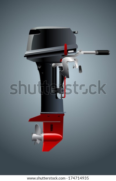 Vector Illustration Black Outboard Motor Stock Vector (Royalty Free ...