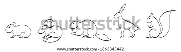 Vector Illustration Black Rodent Outline On Stock Vector (Royalty Free ...