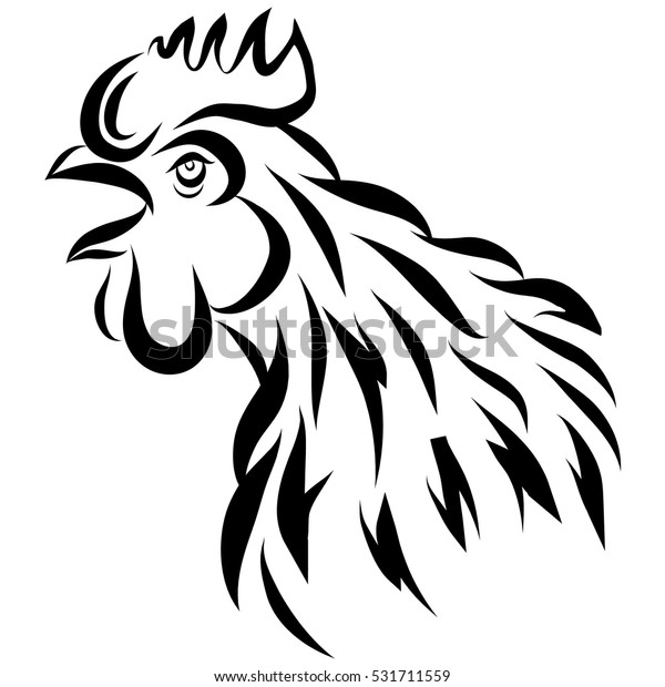 Vector Illustration Black Rooster Silhouette Isolated: เวกเตอร์สต็อก ...