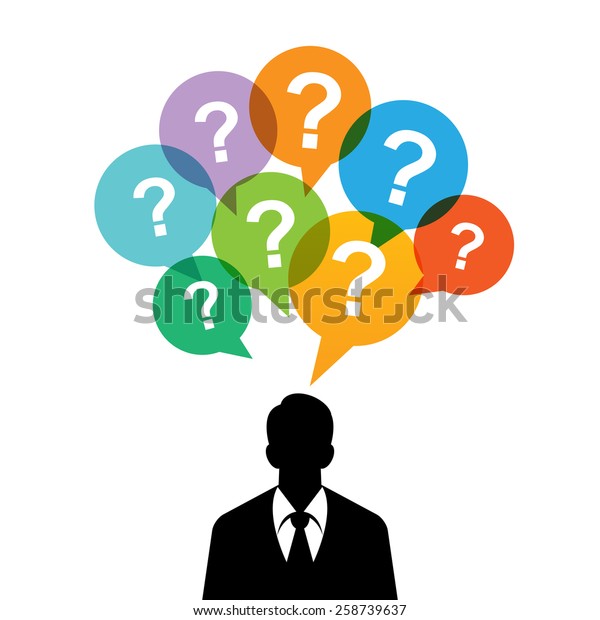 Vector Illustration Black Silhouette Man Question Stock Vector (Royalty ...
