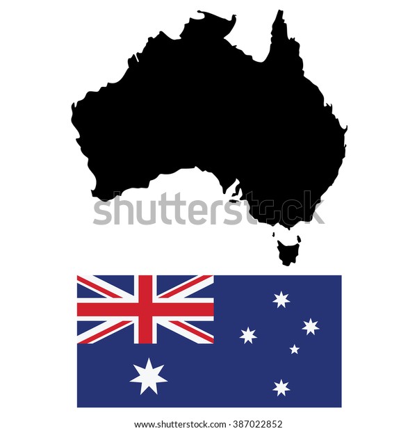 Vector Illustration Black Silhouette Map Australia: เวกเตอร์สต็อก (ปลอด ...
