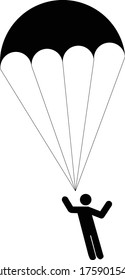 Vector Illustration Black Stick Man Parachute Stock Vector (Royalty ...