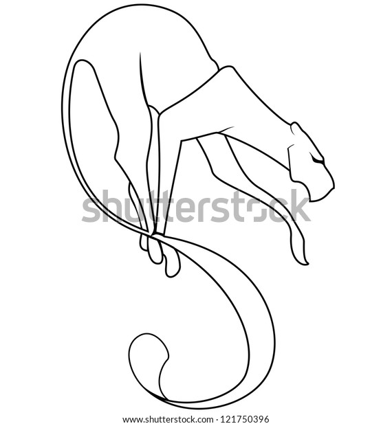 Vector Illustration Black White Contour Panther Stock Vector (Royalty ...