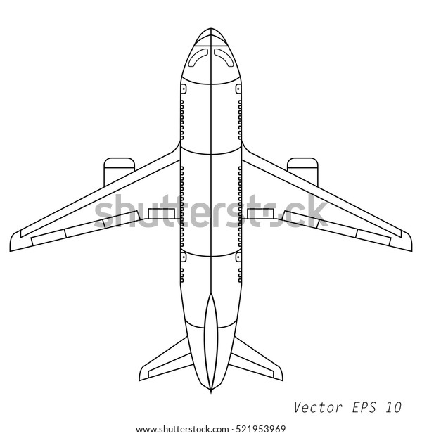 Vector Illustration Black White Drawing Aircraft Stock Vector (Royalty ...