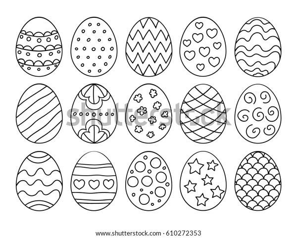 Vector Illustration Black White Egg Icons Stock Vector (Royalty Free ...