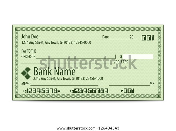Vector Illustration Blank Bank Check Stock Vector (Royalty Free ...