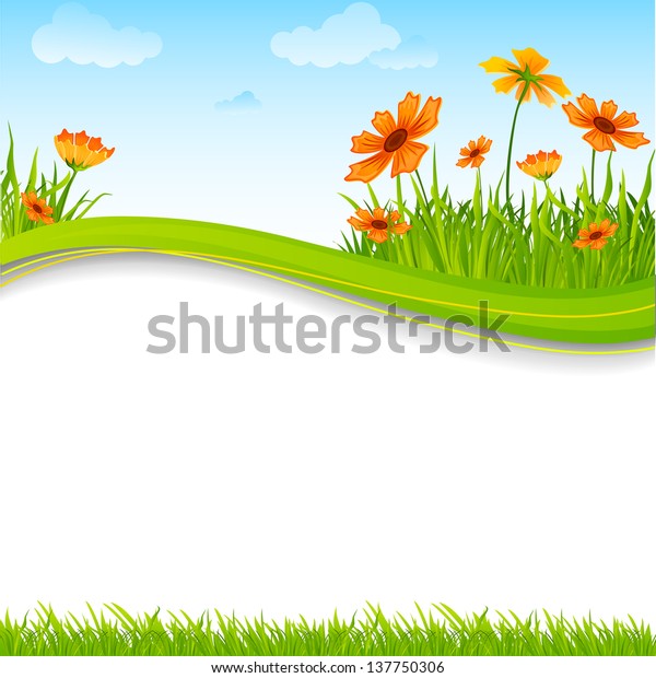 Vector Illustration Blank Nature Template Flower Stock Vector (Royalty ...