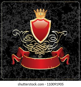 Set Banners Red Heraldic Ribbons Shields Stock Vector (Royalty Free ...