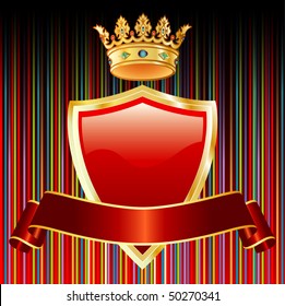 Vector Illustration Blank Red Shield Banner Stock Vector (Royalty Free ...