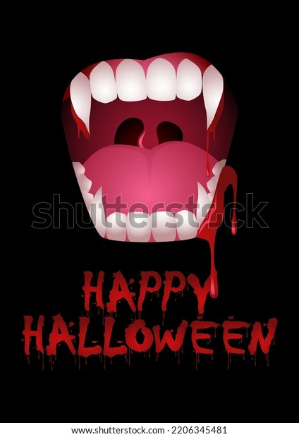 Vector Illustration Bloody Vampire Teeth On Stock Vector (Royalty Free ...
