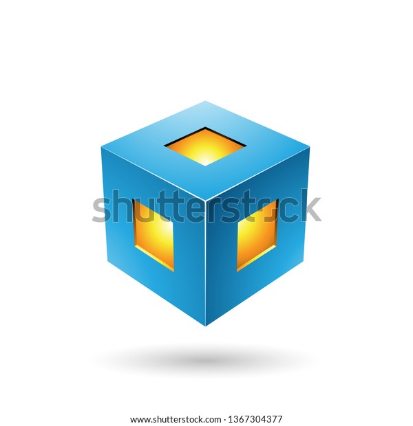 Vector Illustration Blue Bold Lantern Cube Stock Vector (Royalty Free ...