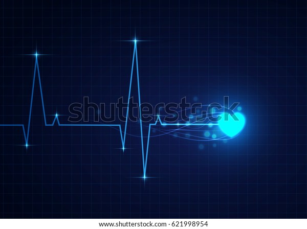 Vector Illustration Blue Cardiogram Medical Background Stock Vector ...