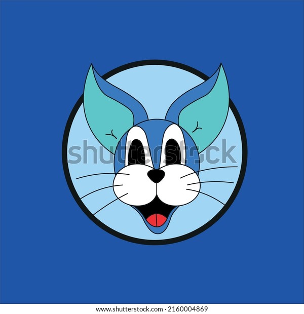 Vector Illustration Blue Cartoon Rabbit Blue Stock Vector (Royalty Free ...