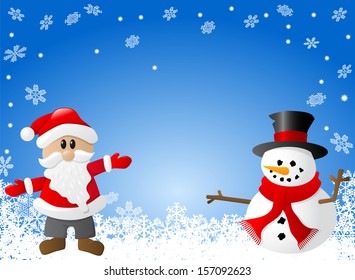 Vector Illustration Blue Christmas Background Santa Stock Vector ...