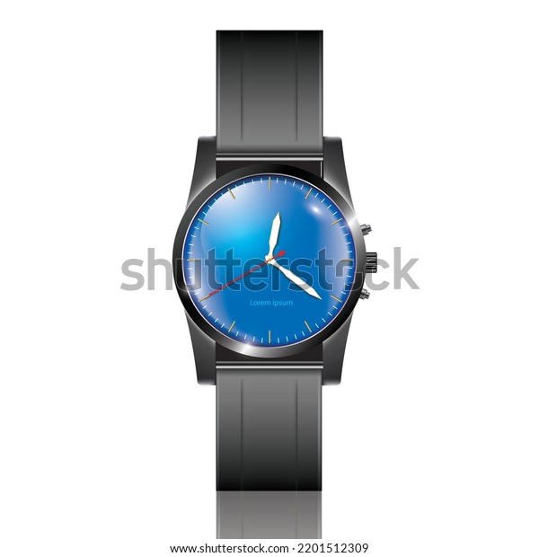 Vector Illustration Blue Color Wrist Watch Stock Vector (Royalty Free ...