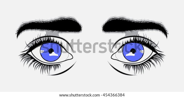 Vector Illustration Blue Eyes Stock Vector (Royalty Free) 454366384 ...