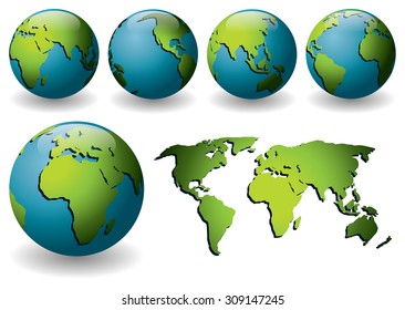 Two Globes Representing Earth Planisphere Stock Vector (Royalty Free ...