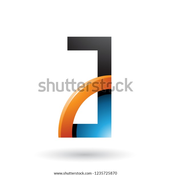 Vector Illustration Blue Orange Letter Glossy Stock Vector (Royalty ...