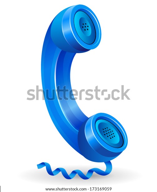 vector illustration of blue phone icon on white background