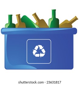 Vector Illustration Blue Recycling Bin Empty Stock Vector (Royalty Free ...