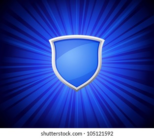 Vector Illustration Blue Shield On Rays Stock Vector (Royalty Free ...