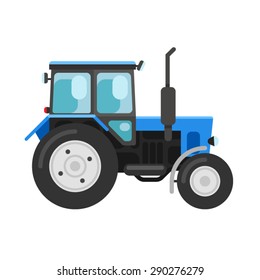 Vector Illustration Blue Tractor Side View Stock Vector (Royalty Free ...