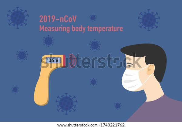 Vector Illustration Body Temperature Measurement By Stock Vector ...