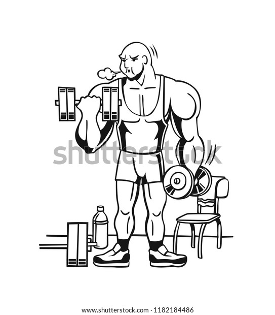 Vector Illustration Bodybuilder Strict Coach Bodybuilding Stock Vector ...