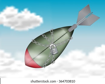 Vector Illustration Bomb Falling Sky Peace Stock Vector (Royalty Free ...