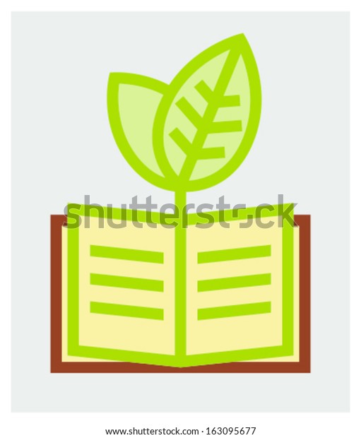 Vector Illustration Book Growing Young Leaves Stock Vector (Royalty ...