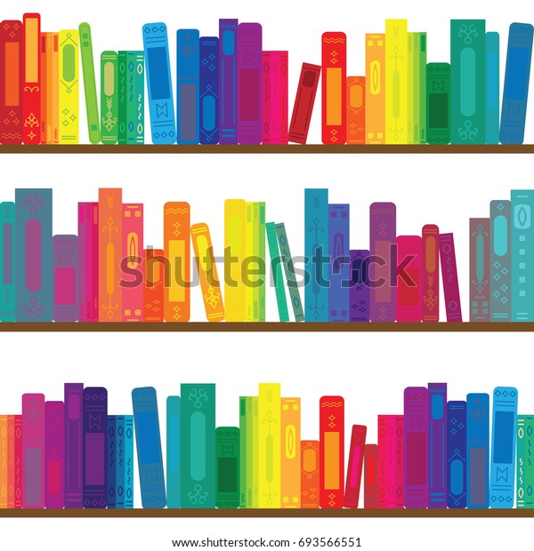 Vector Illustration Books Rows Rainbow Colors Stock Vector (Royalty ...