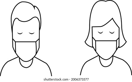 Vector Illustration Boy Girl Wearing Masks Stock Vector (Royalty Free ...