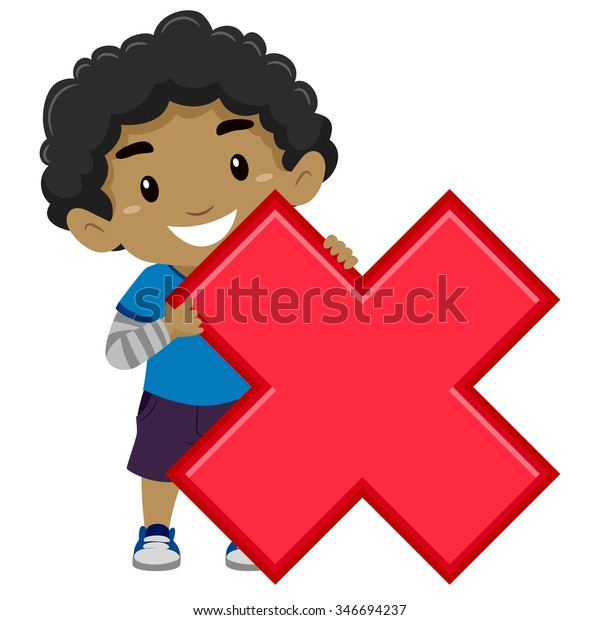 Vector Illustration Boy Holding Multiplication Symbol Stock Vector ...