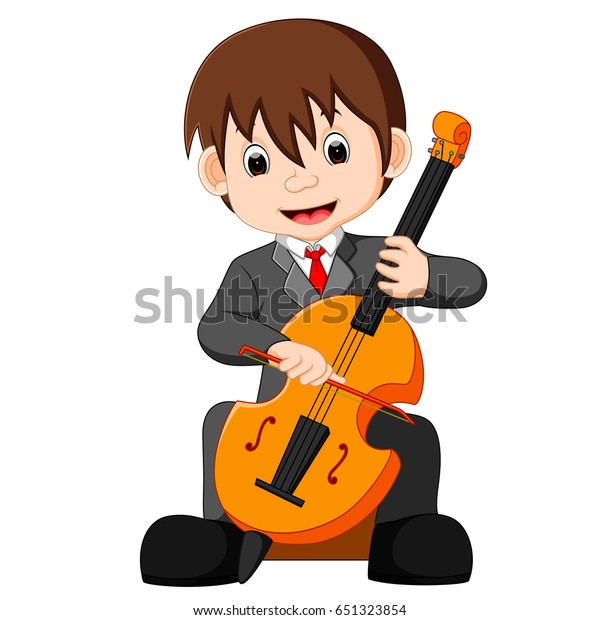 Vector Illustration Boy Playing Cello Cartoon Stock Vector (Royalty ...