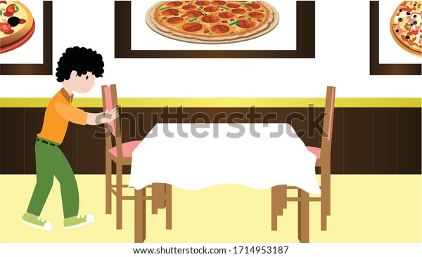 Vector Illustration Boy Pulling Chair Pull Stock Vector (Royalty Free ...