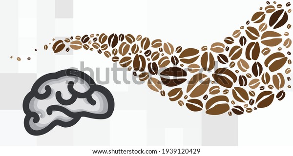Vector Illustration Brain Coffee Beans Stream Stock Vector (Royalty ...