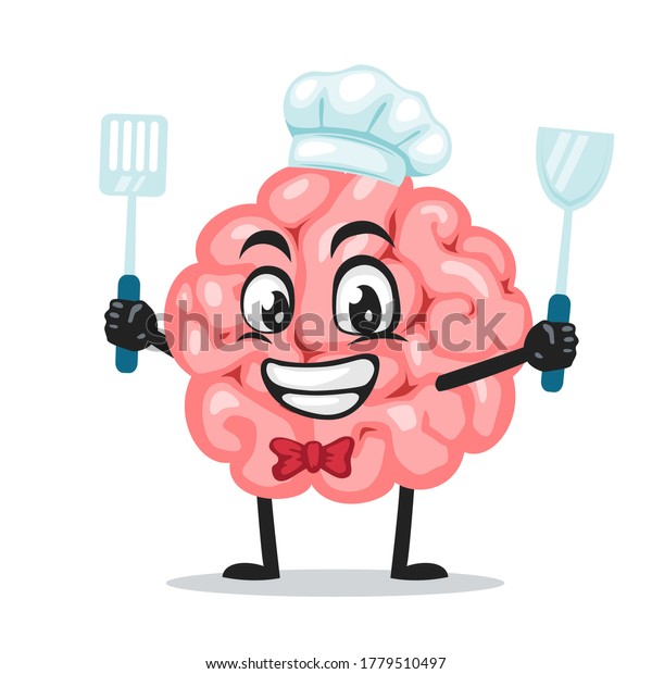 Vector Illustration Brain Mascot Character Wearing Stock Vector ...