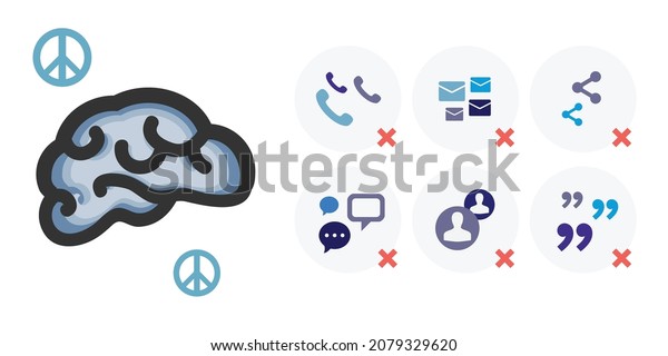 Vector Illustration Brain Modern Distractions Cancelation Stock Vector ...