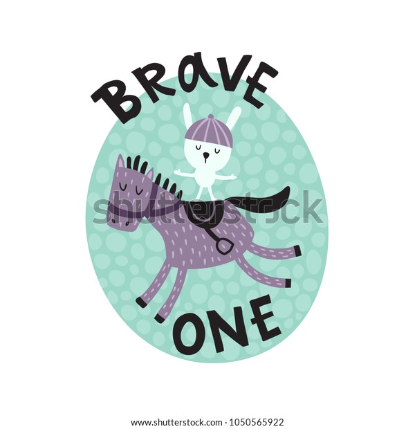 Vector Illustration Brave Rabbit Riding Horse Stock Vector (Royalty ...