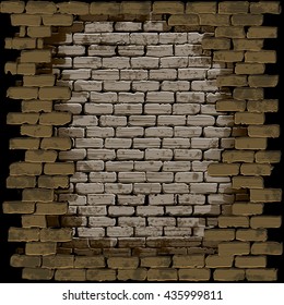 Raster Version Brick Wall Breach Frame Stock Illustration 445687966 ...
