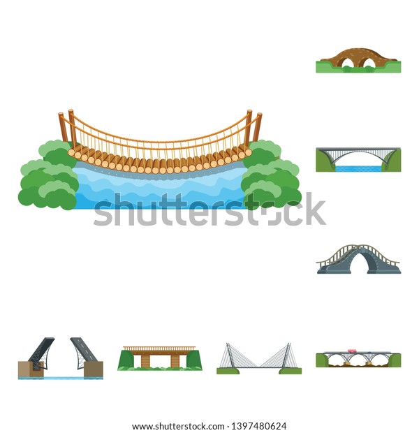 Vector Illustration Bridgework Bridge Symbol Collection Stock Vector ...