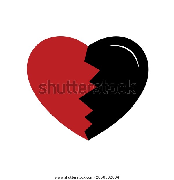 Vector Illustration Broken Heart One Half Stock Vector (Royalty Free ...