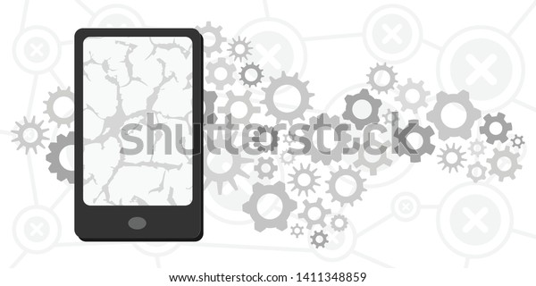 Vector Illustration Broken Mobile Phone Crashed Stock Vector (Royalty ...