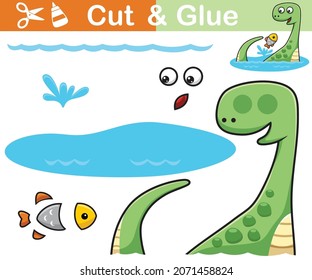 Vector Illustration Brontosaurus Cartoon Fish Water Stock Vector ...
