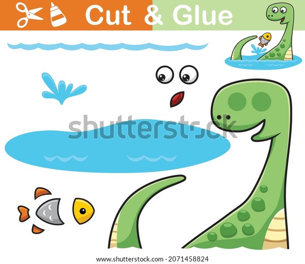 Vector Illustration Brontosaurus Cartoon Fish Water Stock Vector ...