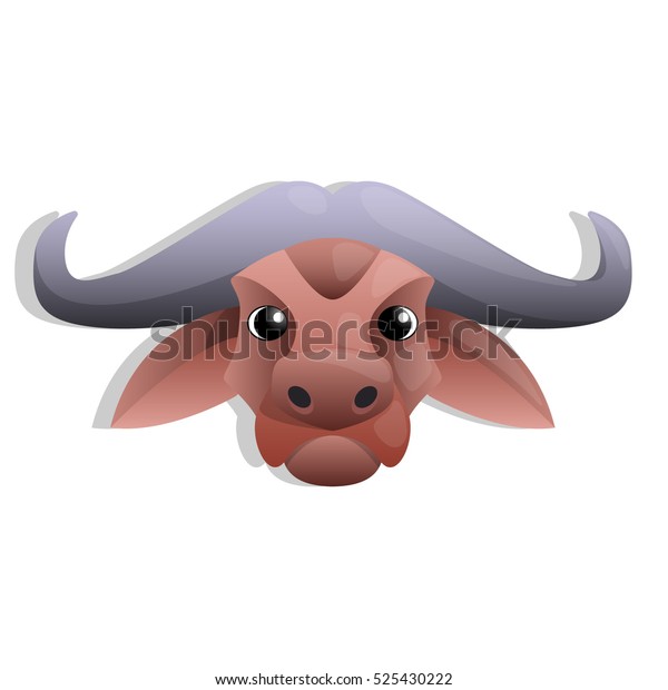 Vector Illustration Buffalo Head Cartoon Style Stock Vector (Royalty ...